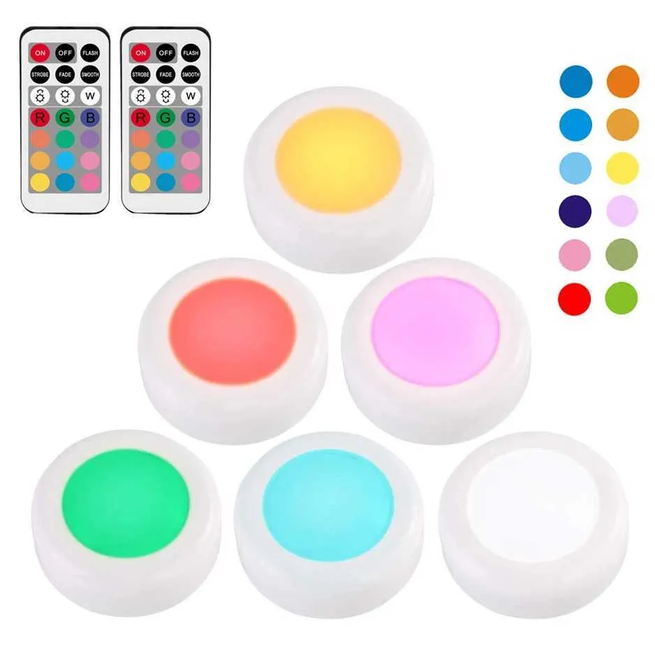 12-Color RGBW LED Puck Lights: Wireless, Battery Operated, Remote ...