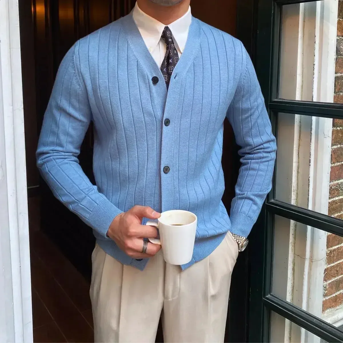 Premium Quality Men's Slim Fit V-Neck Cardigan - Shop Now for a Classic ...