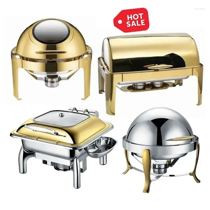Dinnerware Set: Gold Glass Roll Top Warmer Alcohol Stove Chafing Dish ...