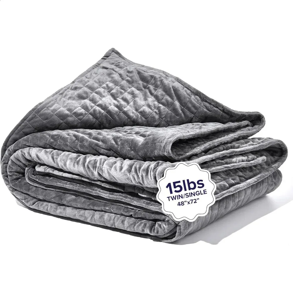 15lbs Grey Weighted Blanket 48x72 Twin/Single: Premium Quality for ...