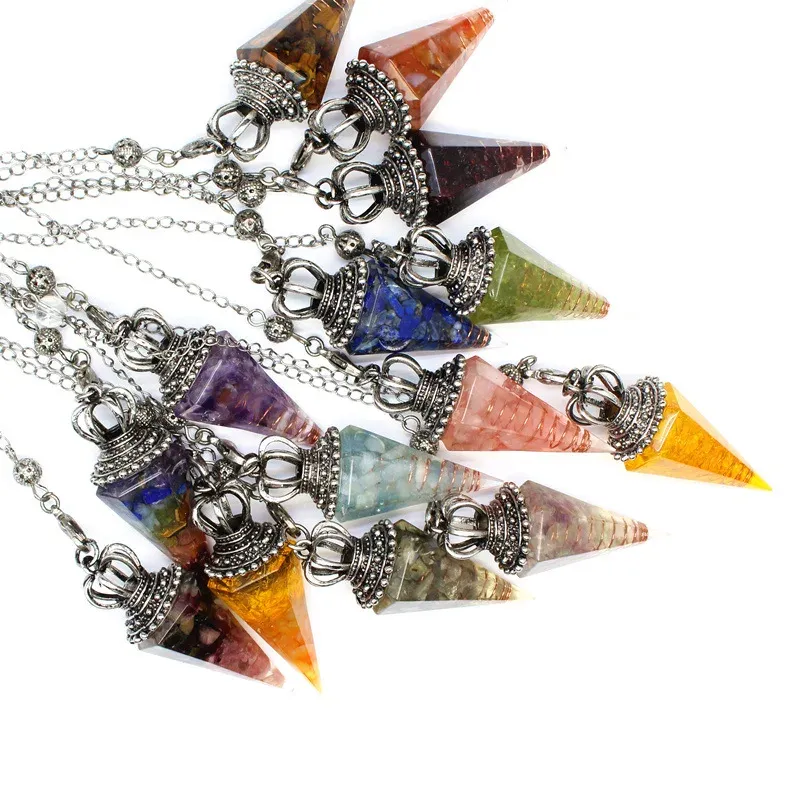 Natural Stone Hexagon Pendant Pendulum For Reiki Wicca Dowsing Rods ...
