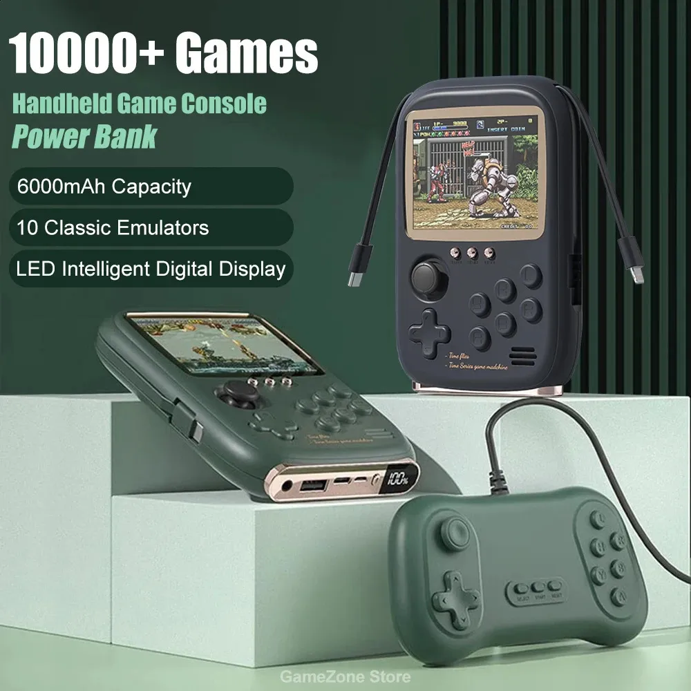 Portable Gaming Power Bank 6000mAh Retro Handheld Console With 10000 ...
