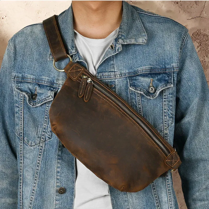 Retro Leather Waist Bag For Men Vintage Chest Fanny... From Bitystore ...