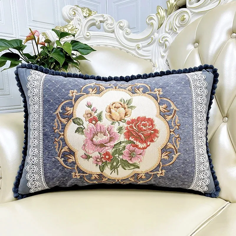Floral Style Sofa Cushion Cover, High-End Large Living Room Embroidered ...