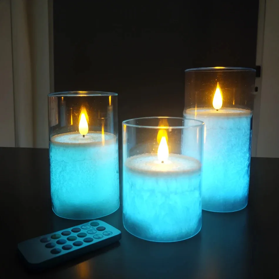 RGB LED Flameless Pillar Candles, Remote Controlled Color Changing ...