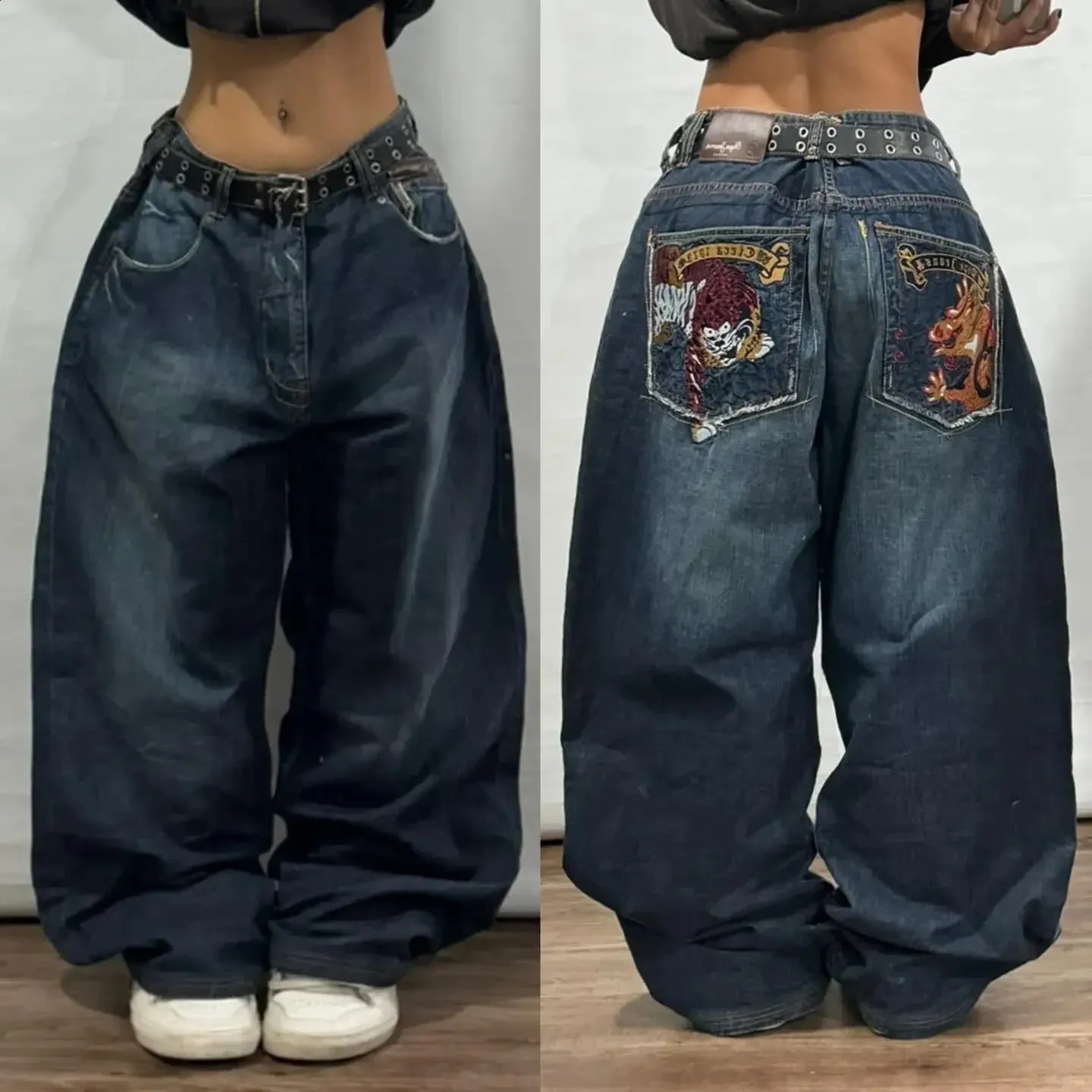 Retro Hip Hop Embroidered Baggy Baggy Jeans Women For Men Retro Hip Hop Embroidered Baggy Baggy Jeans Women For Men