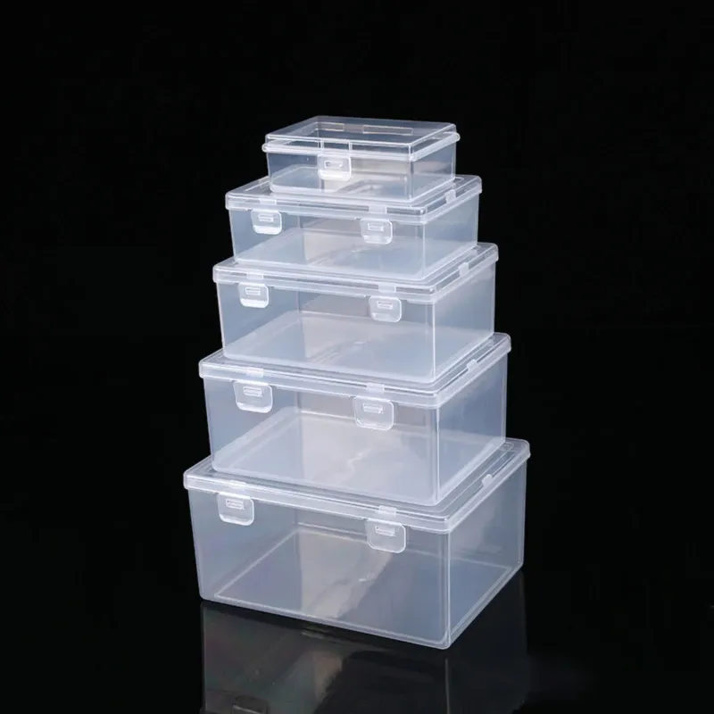 Clear Plastic Organizer Box with Flip Lid - Small Rectangular Storage ...