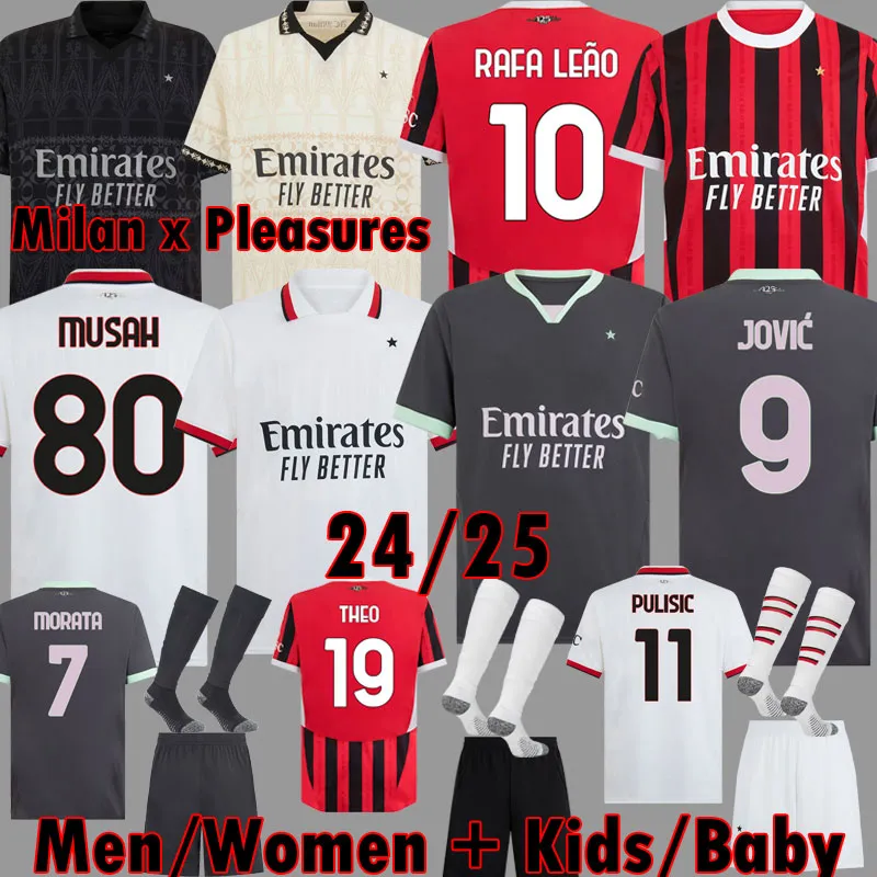 2024 2025 AC Black Soccer Kits Player Version With RAFA LEAO TOMORI ...