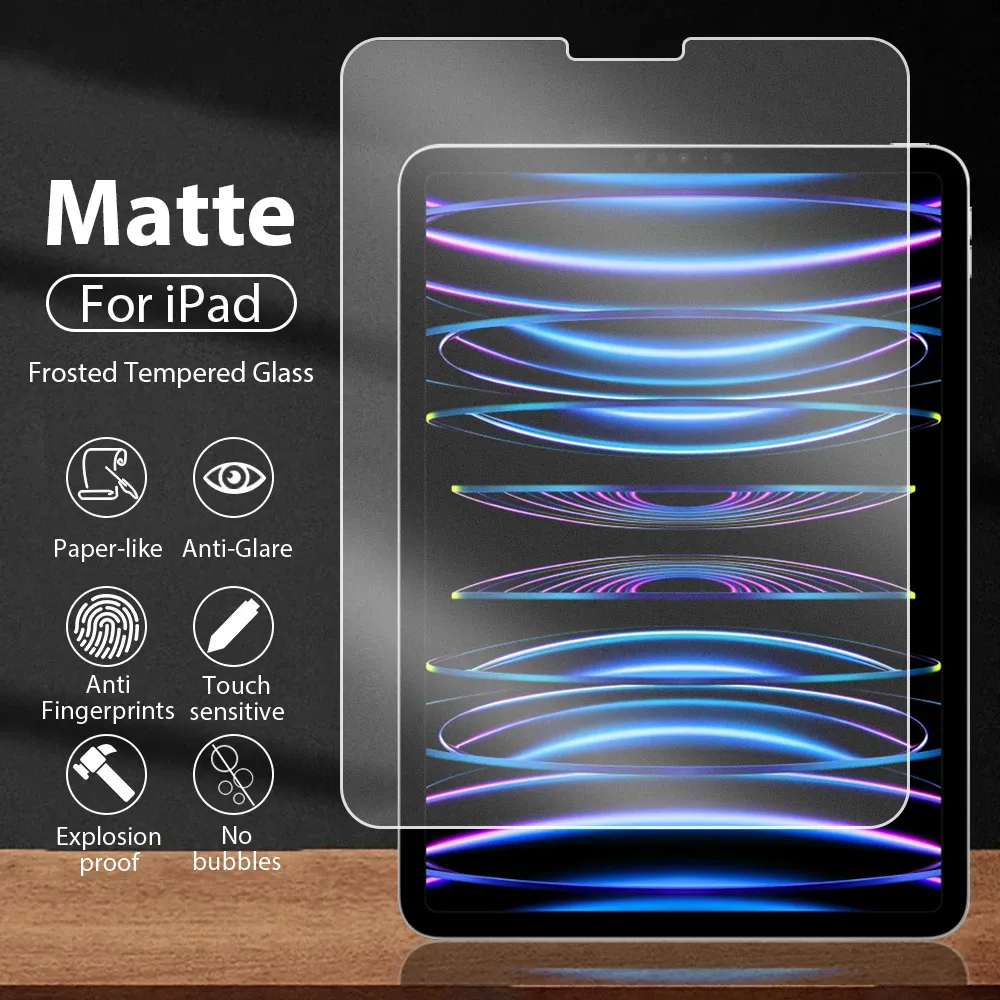 Premium Matte Screen Protector for iPad - Anti-Glare Tempered Glass ...