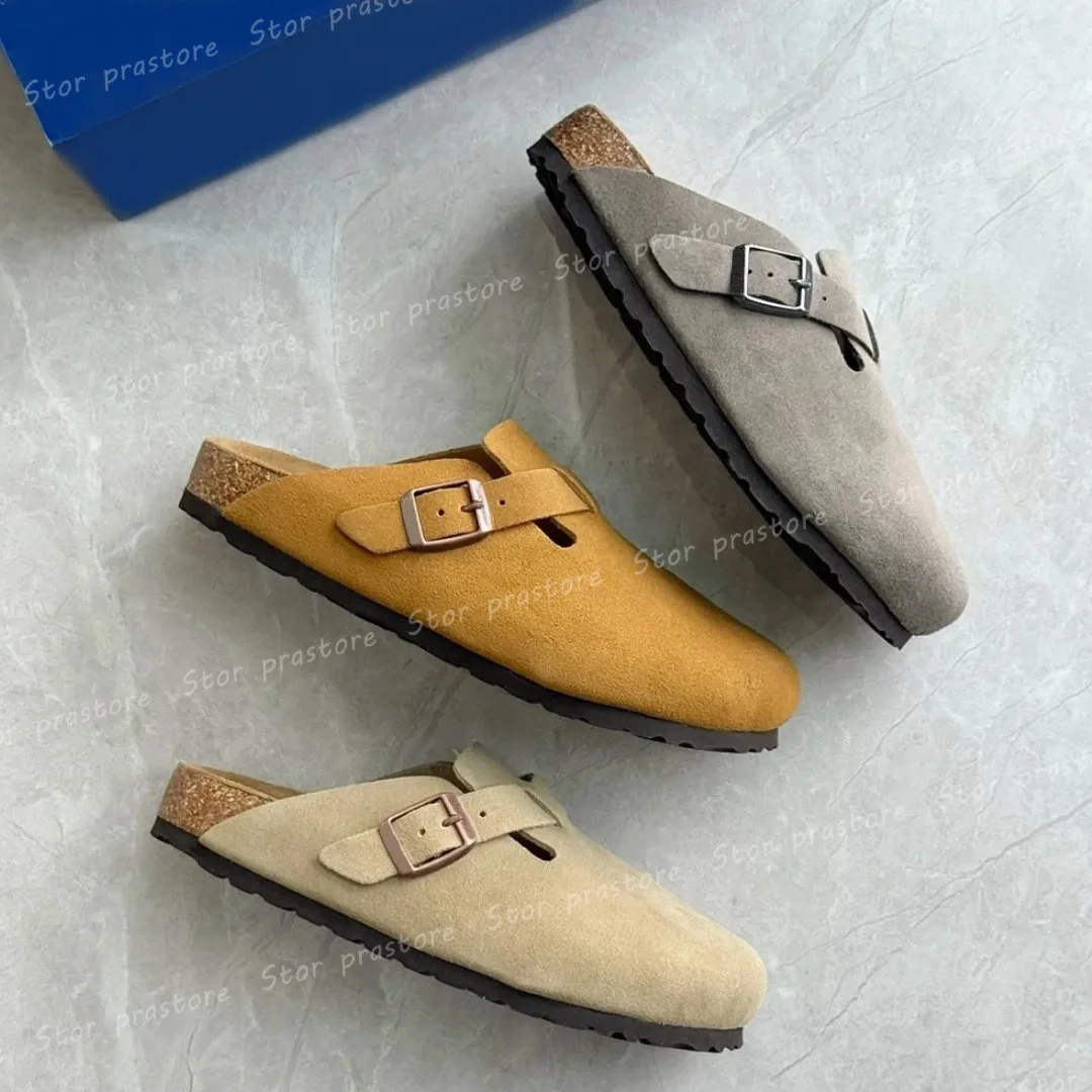 Designer Cork Flat Sandals Genuine Leather Slide Beach Casual Shoes For ...