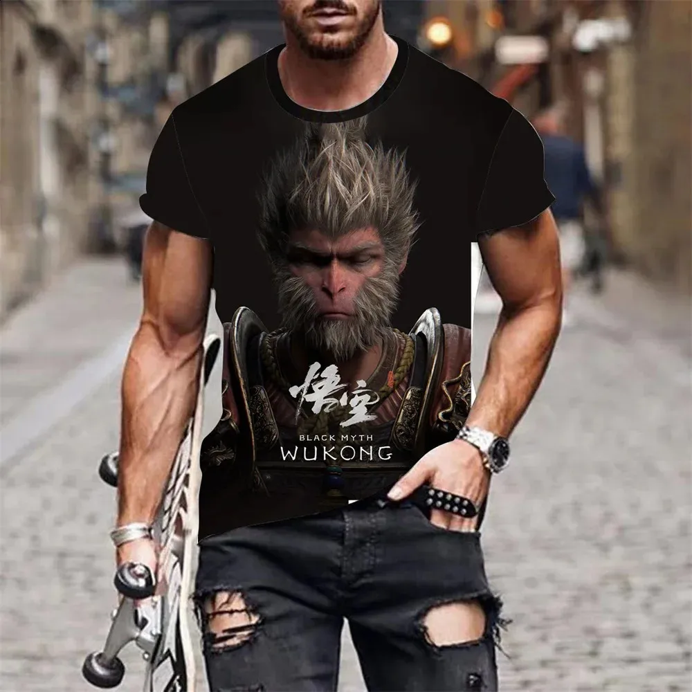 Wholesale Black Myth Wukong 3D Printed Monkey King Oversized T Shirt ...