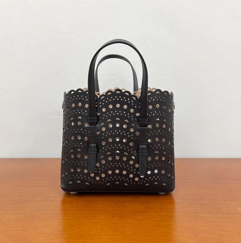 Totes Fashion Calfskin Mini Laser Cut Bucket Bag Hollow Out Micro Top ...