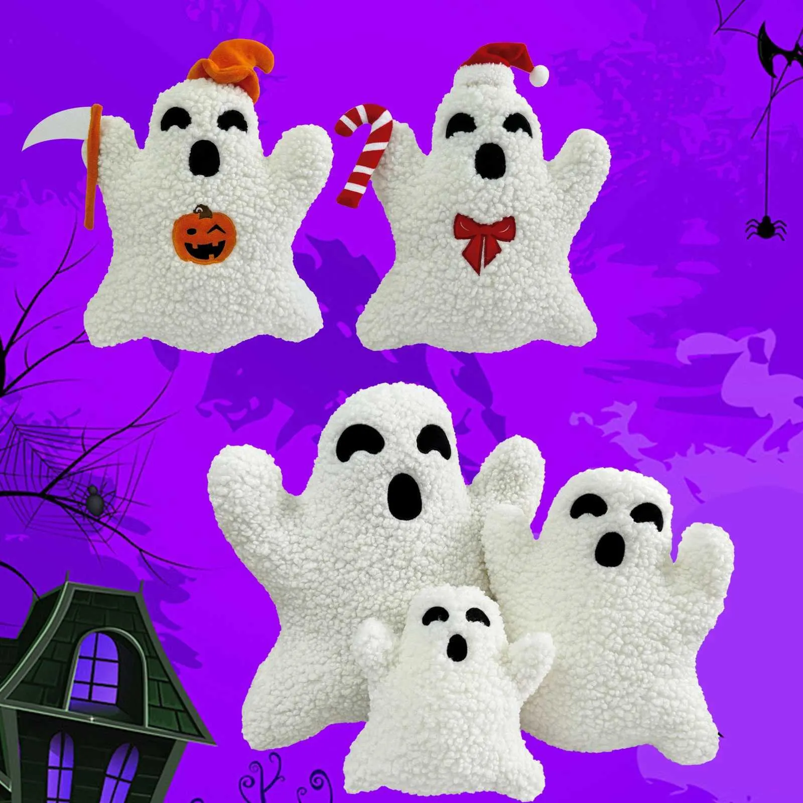 DHgate.com:Spooky Soft Plush Ghost Pillow: Cute White Kawaii Decor ...