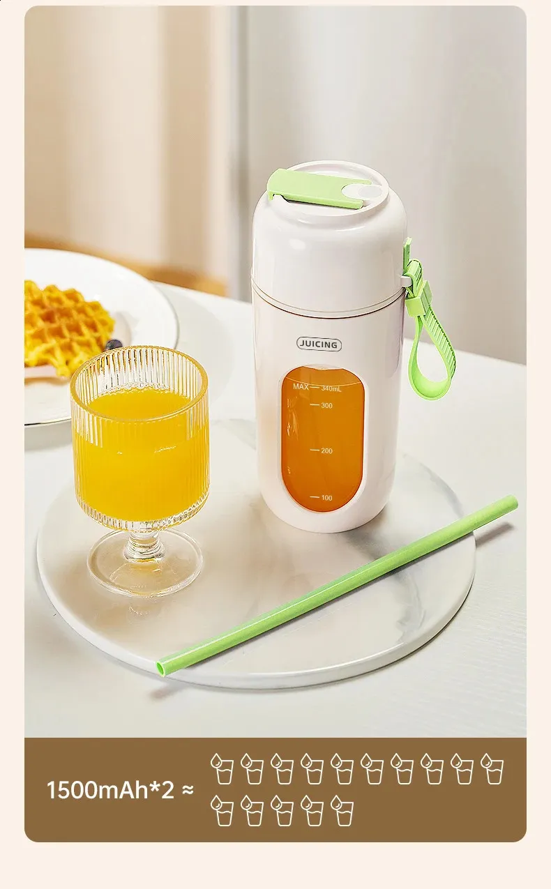 Portable 12-Blade Electric Juicer Cup for Smoothies & Shaved Ice from ...