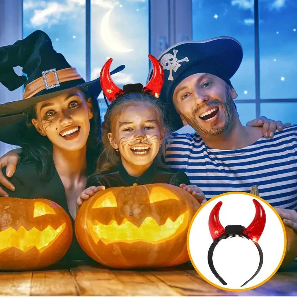 DHgate.com:Glowing Halloween Devil Horn Headband: 2-Pack LED Hair Hoops ...