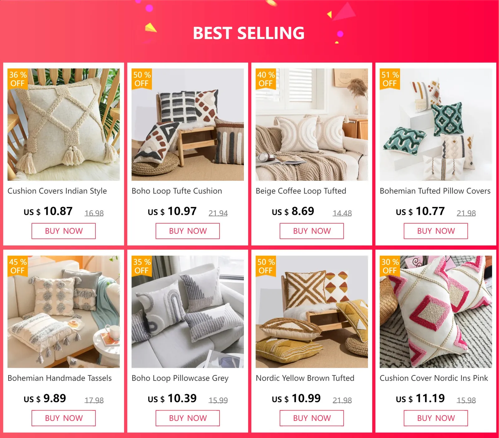 Cotton And Linen Tufted Fringe Soft Cushion Cover Bohemian Beige White ...