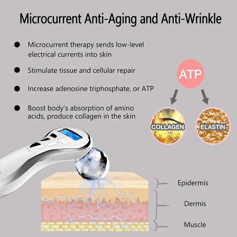 Microcurrent Face Massager Roller - EMS Vibration for Face, Eye, Neck ...