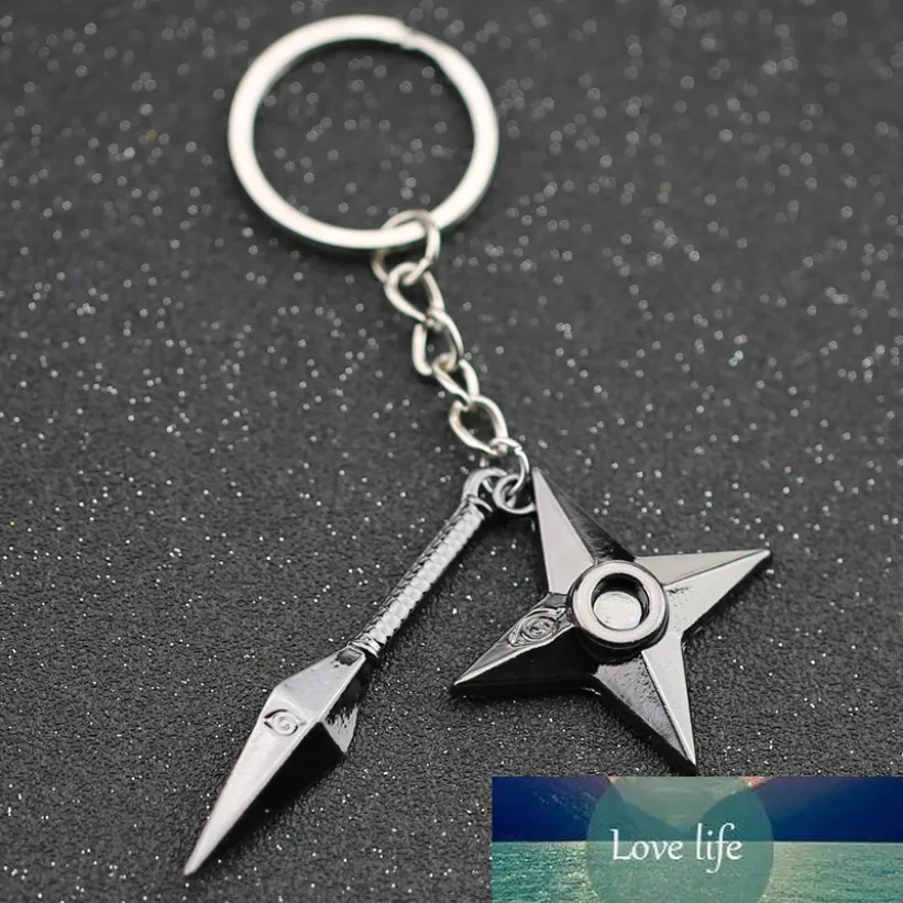 Keychain Kunai Shuriken Dart With Konoha Logo Black Metal Keyring ...