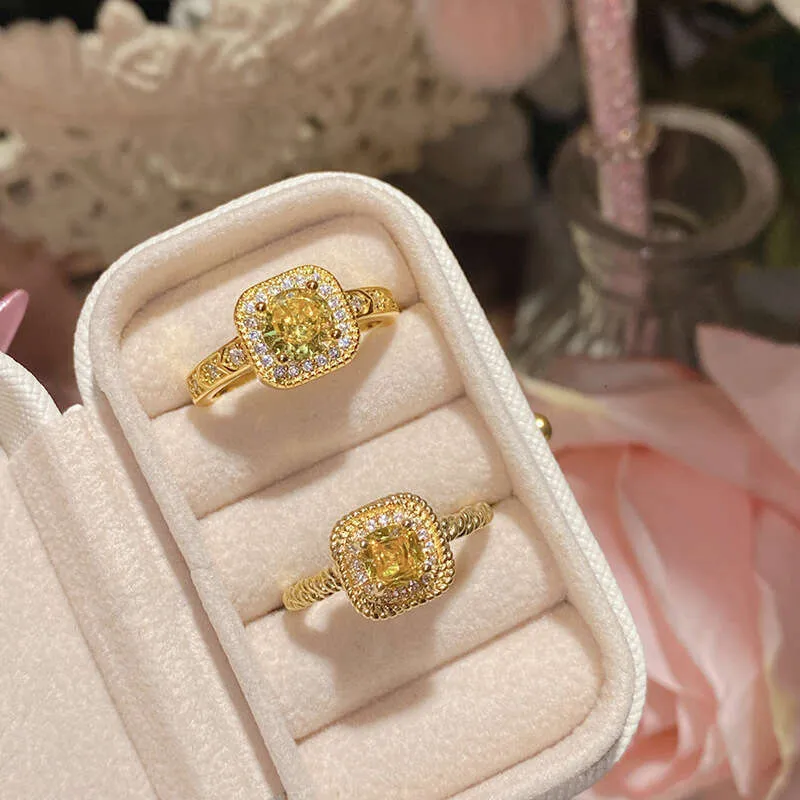 Premium Gold Inlaid Yellow Diamond Ring - Adjustable, Super Flash, Best ...
