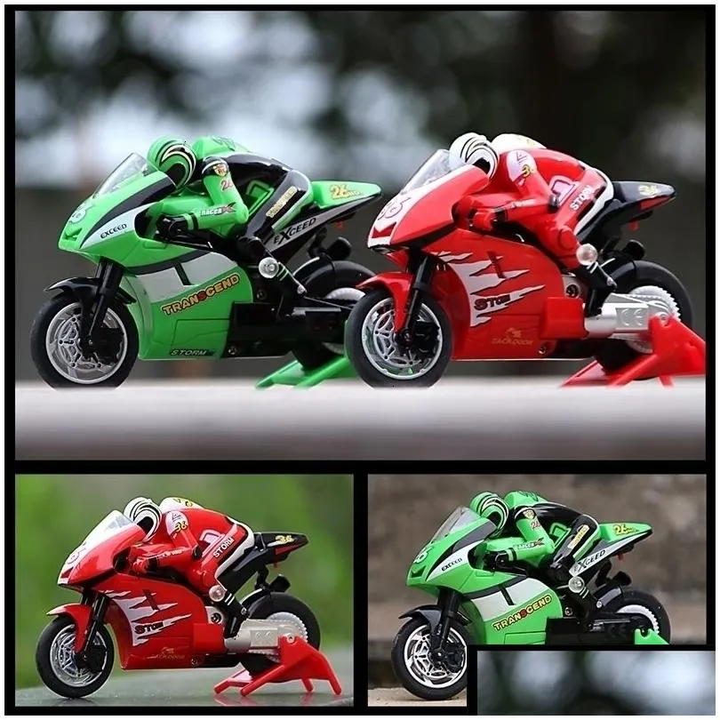 High Speed Electric RC Mini Mini Motorcycle Red/Green Racing Drift ...