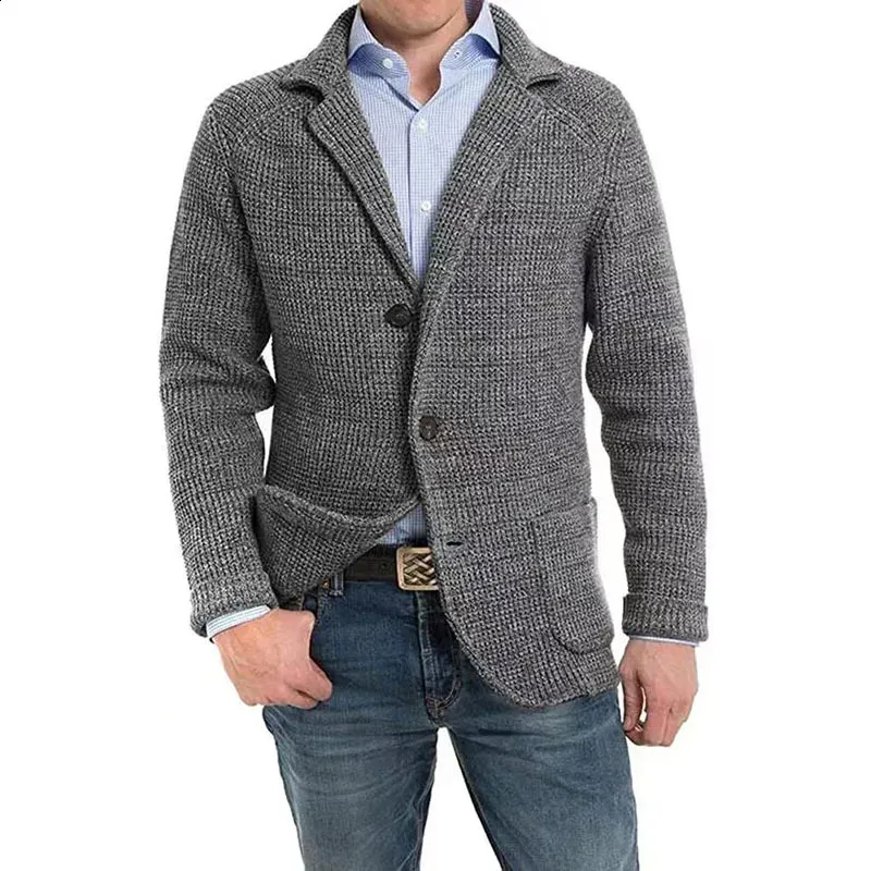 Premium Knit Cardigan for Men: British Style Single Breasted Sweater ...