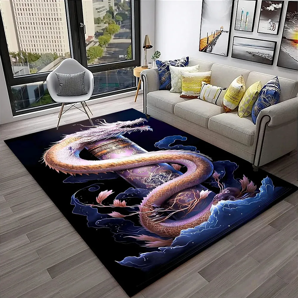Chinese Loong Art Cartoon Carpet For Bedroom Floor Anti Skid Floor Mat ...