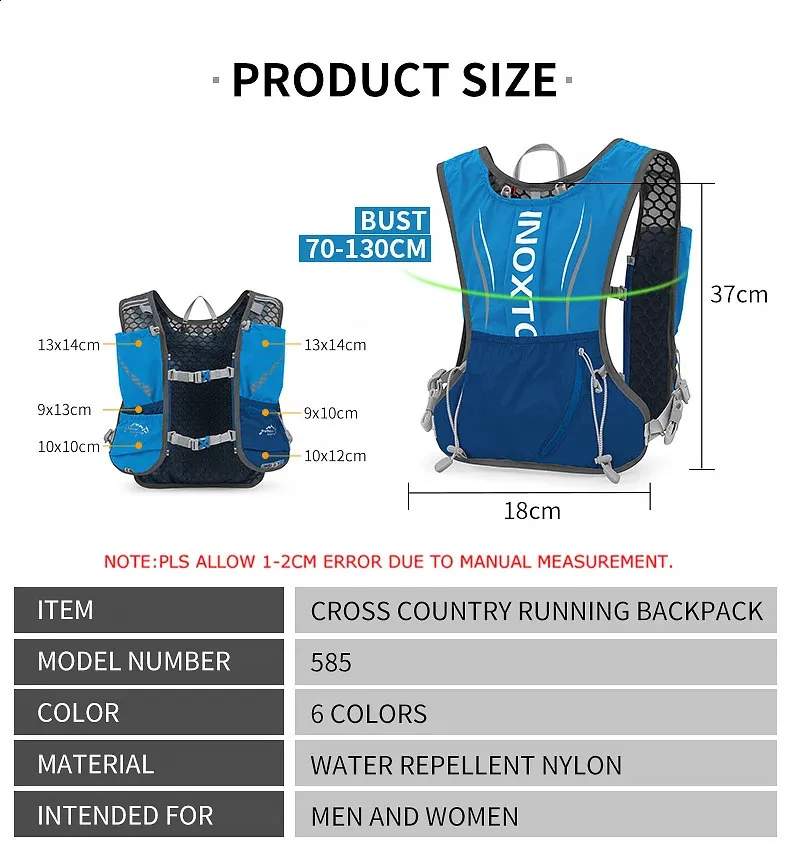 Lightweight 5L Running Backpack - Hydration Vest Bag for Marathon ...