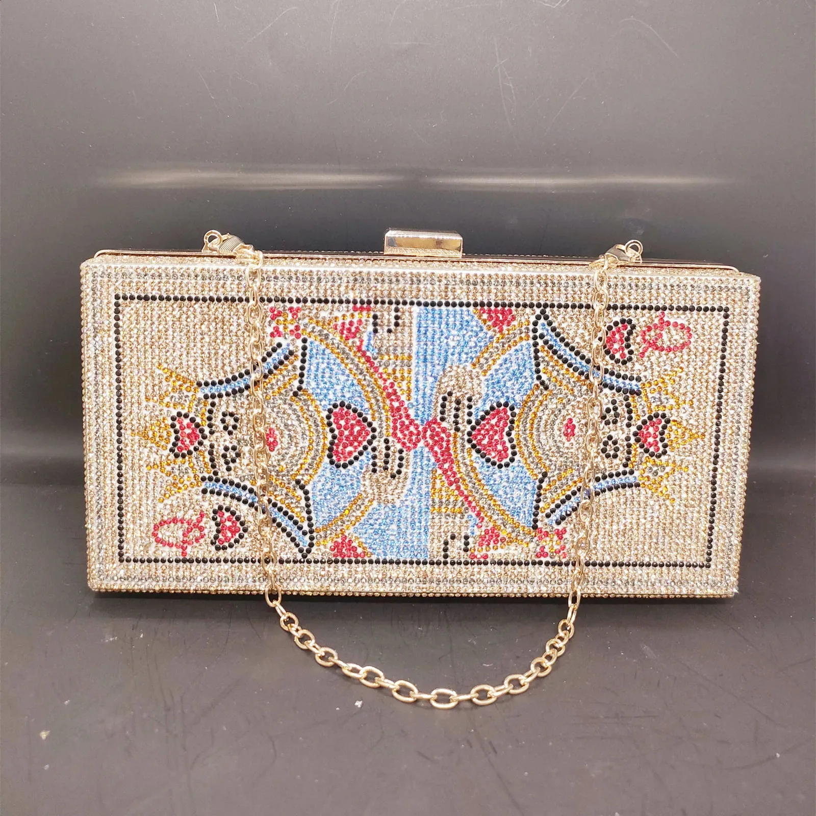 Crystal Clutch Purse Rhinestone Embellished Evening Bag Queen Of Cards ...