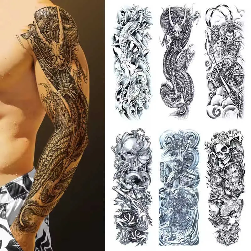 Waterproof Full Arm Arm Tattoo Temporary Sticker Colored G240823 From ...