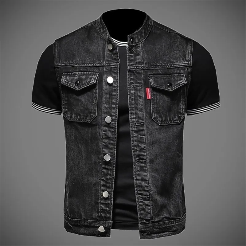 Men's Denim Jacket Motorcycle Vest, Retro Casual Versatile Riding ...