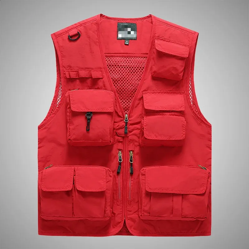 Summer Men Tactical Utility Vests Red Sleeveless Outdoor Hunting ...