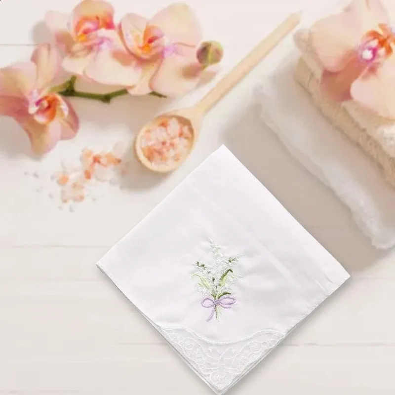 DHgate.com:Soft Cotton Hankies with Lace - 12 Pack Embroidered Floral ...
