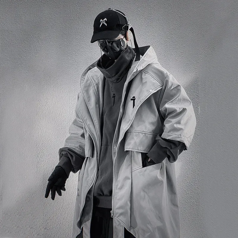 Men's High-Quality Hooded trench jacket - Punk Hip Hop Men's High-Quality Hooded trench jacket - Punk Hip Hop