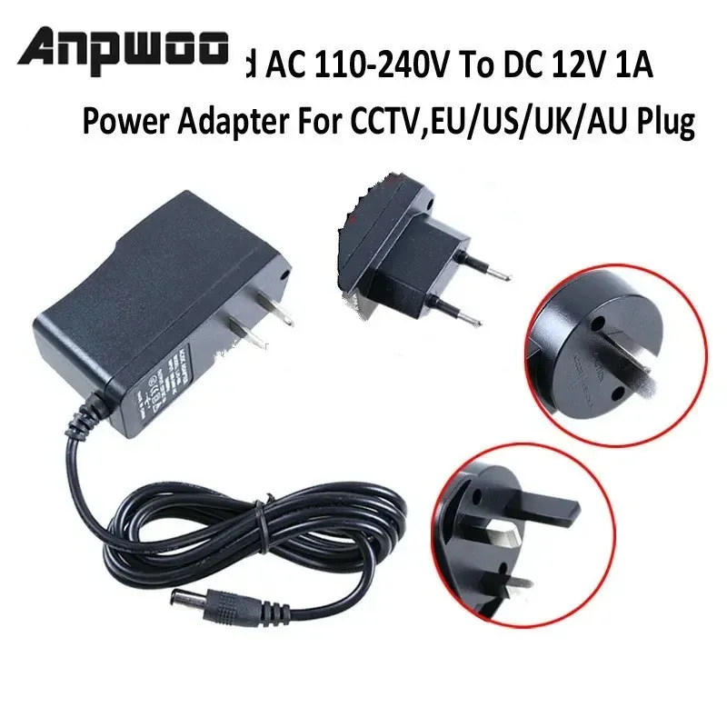 Universal 12V 1A CCTV Power Supply Adapter - AC 100-240V to DC - EU/US ...