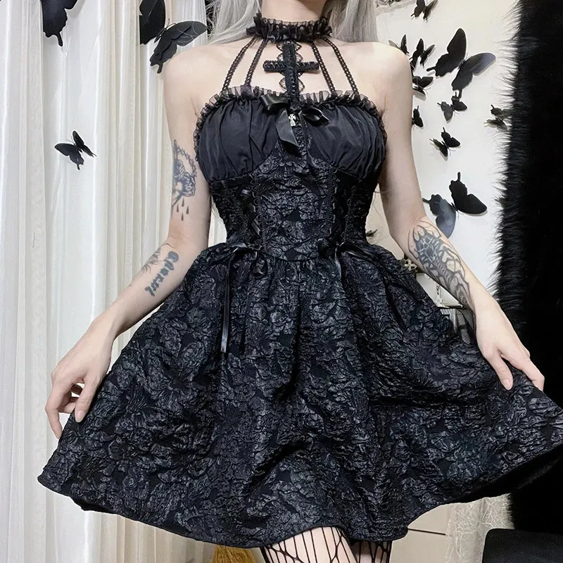 Elegant Goth A-Line Party Dress - Ruched Jacquard, Square Neck - Shop ...