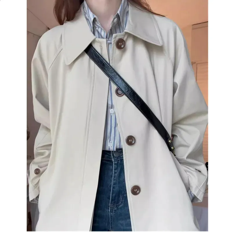 Medium Length Trench Coat Womens Super Nice Light Khaki Single Breasted ...