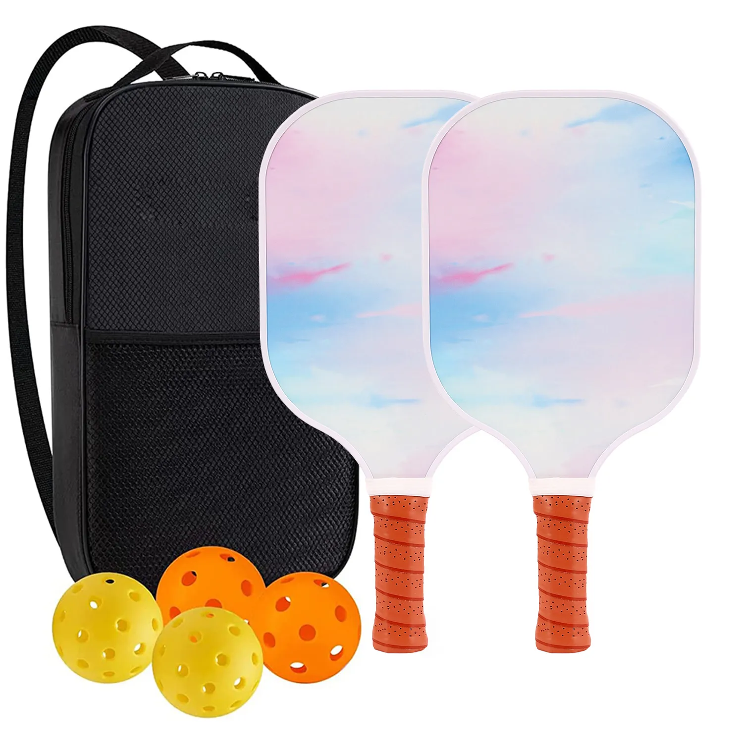 Premium Fiberglass Pickleball Paddle Set: 2 Paddles, 4 Balls, & Bag ...
