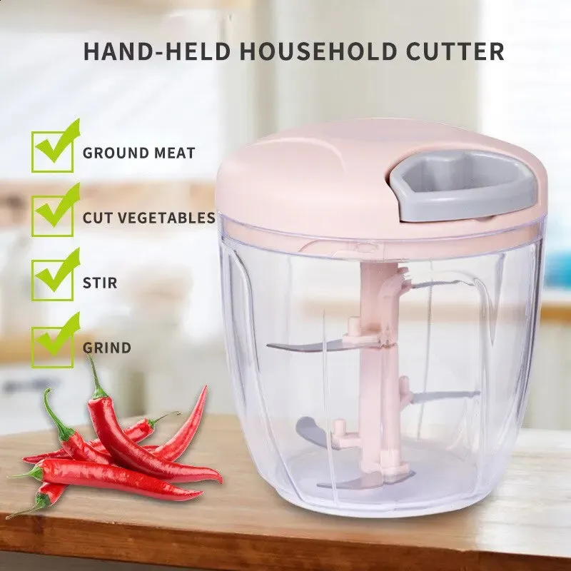 Hand Held Vegetable Chopper & Meat Grinder - 500/900ML Kitchen ...