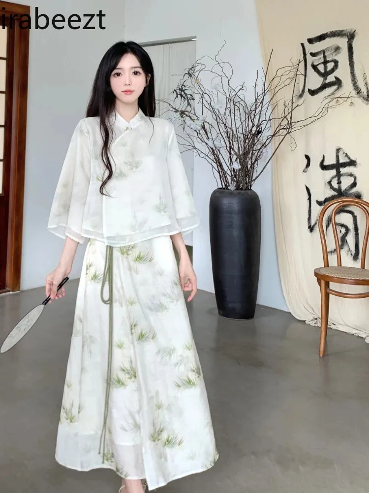 Summer Two Piece Set Improvement Cheongsam Chinese Style Suit Mainland ...