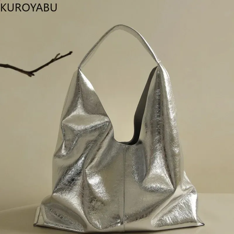 Silver Designer Handbags: Large Capacity Faux Leather Shoulder Bag For ...