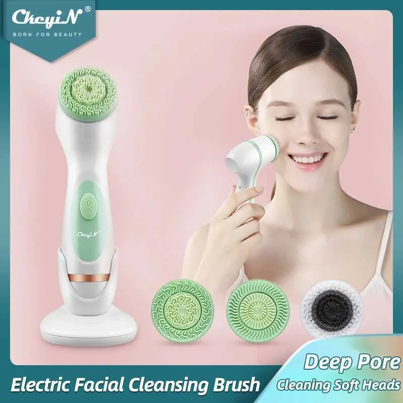 CkeyiN 3-in-1 Electric Facial Cleansing Brush with Silicone Rotating ...