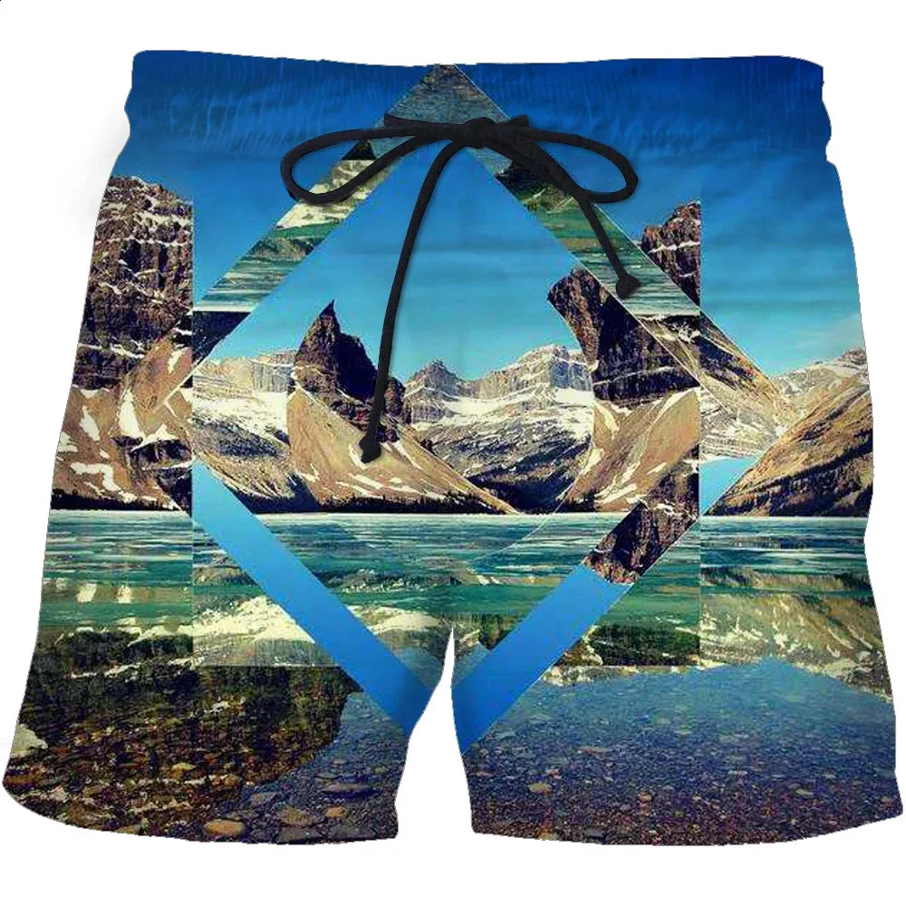 Scenery 3D Printed Swim Trunks: Boyshort Swim Bottoms & Blue Swimming ...