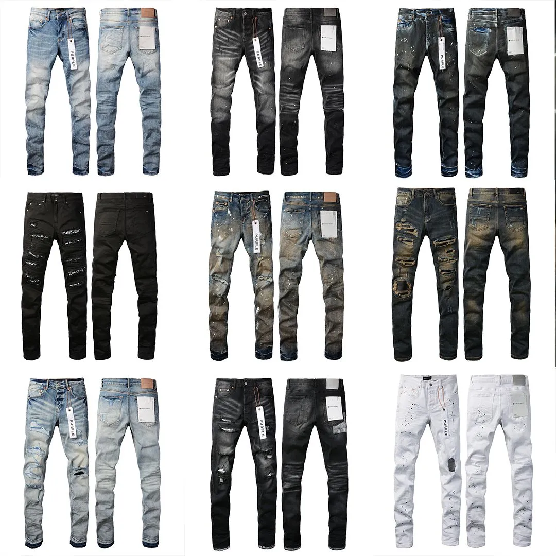 Puple Mens Skinny Jeans Designer Denim Pant Distressed Ripped Biker ...