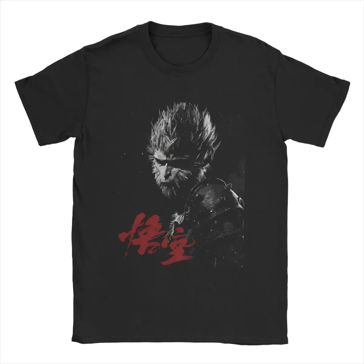 Fashion Black Myth Wukong Monkey King T Shirts Men Crew Neck Cotton T ...