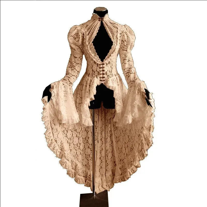 Gothic Lace Medieval Cardigan Cosplay Dress - Retro Asymmetrical Design ...