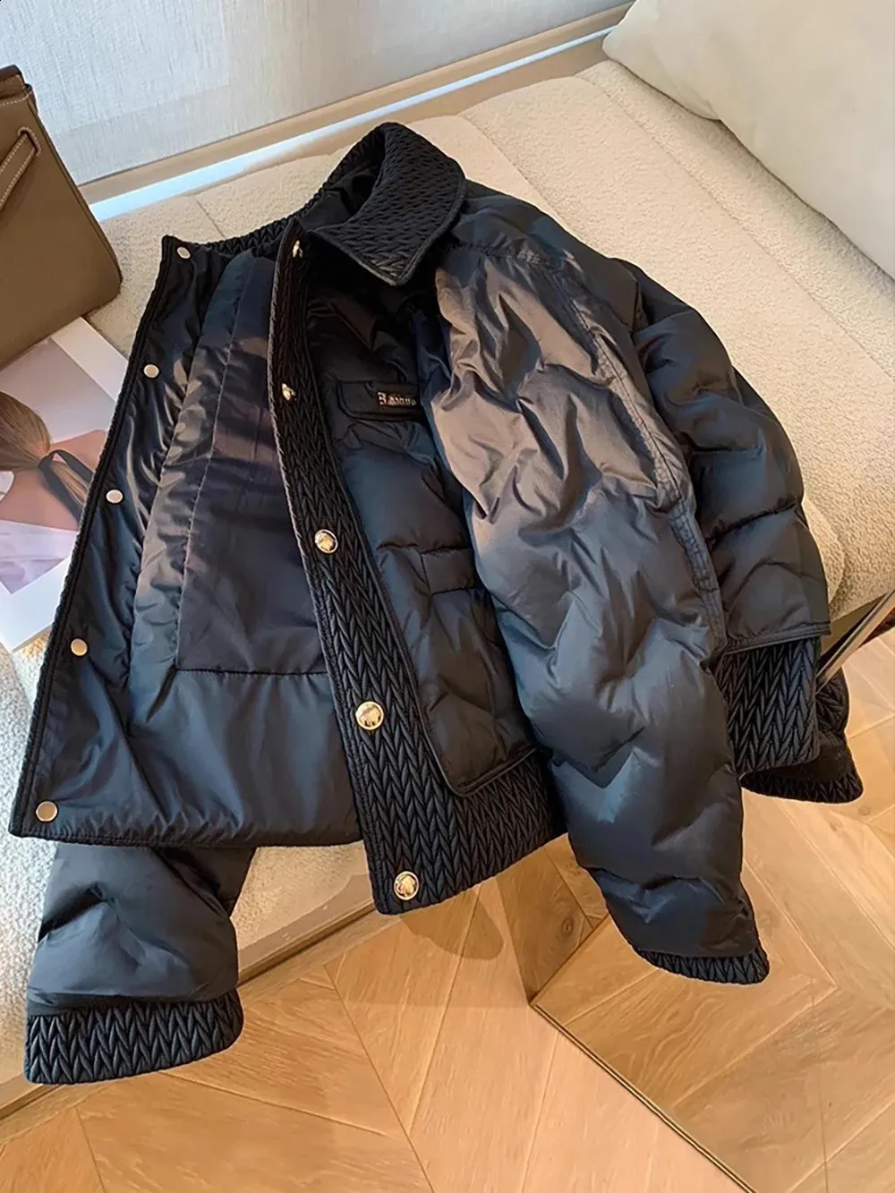 Lightweight Quilted Jacket: Women's Warm Winter Overcoat, Turn-Down ...
