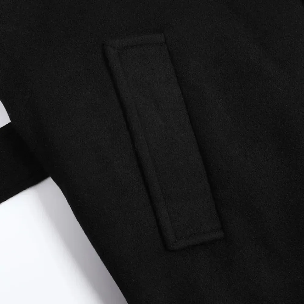 Elegant Black Wool Blend Jacket - Women's Long Quilted Winter Coat ...