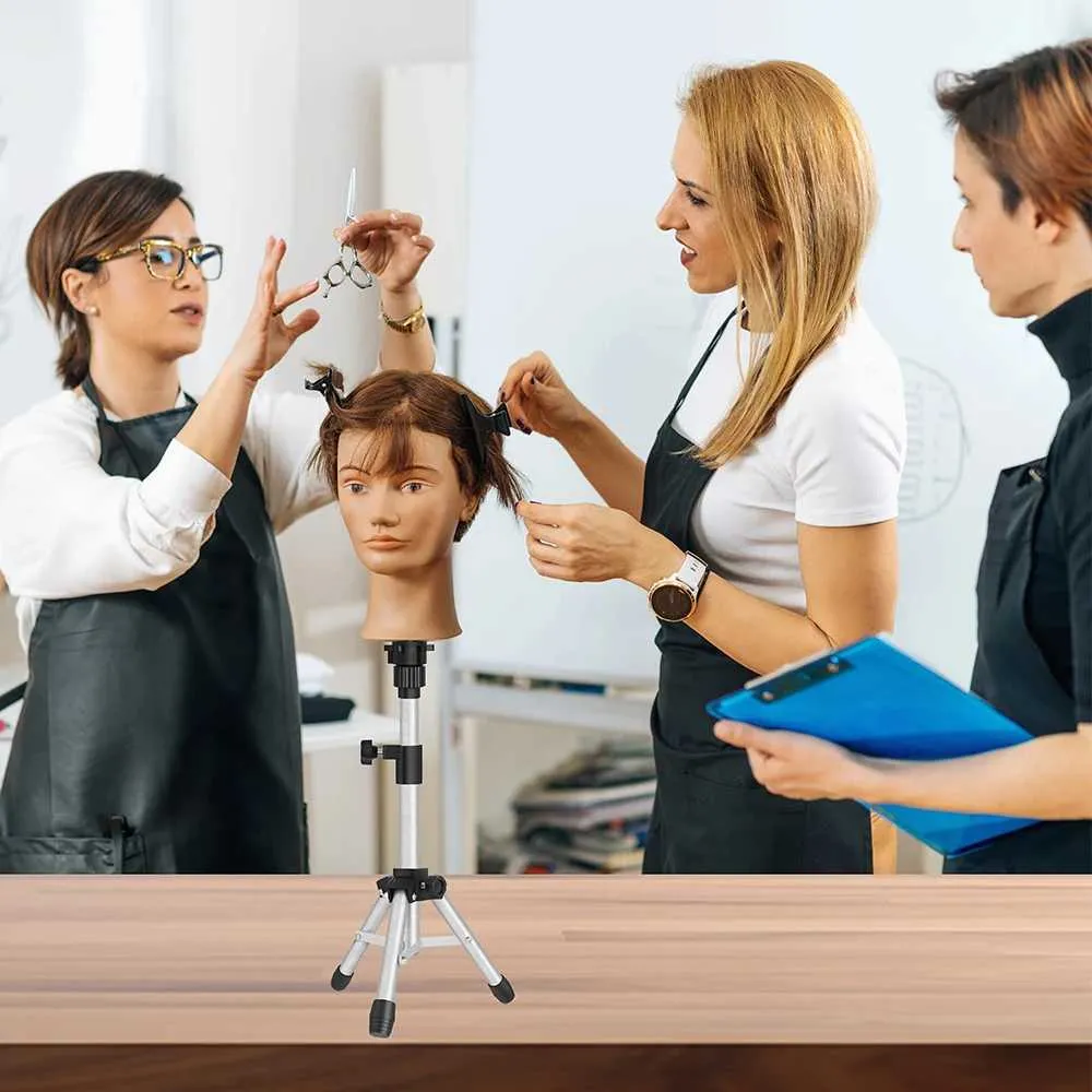 Adjustable Wig Stand - 23.5 Inch Colorful Tripod Mannequin Head Stand ...