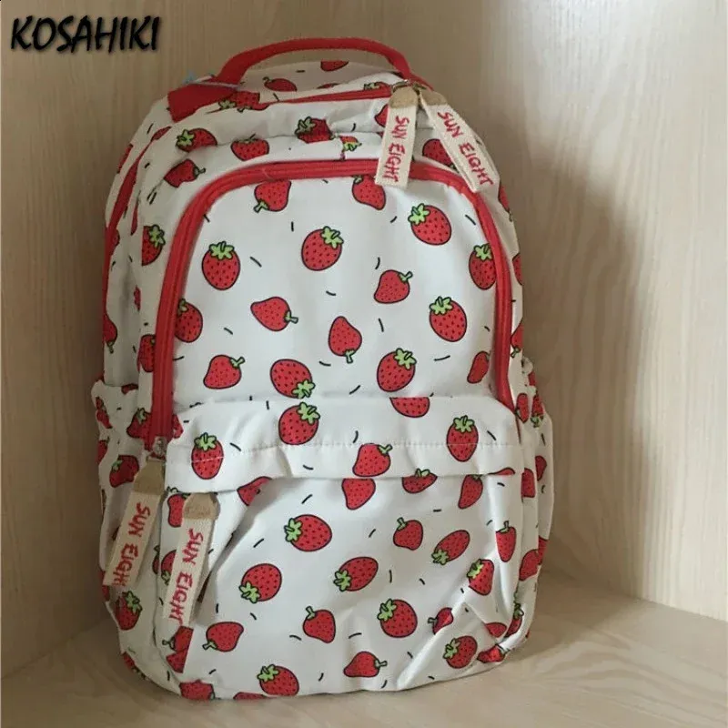 Kawaii Backpacks: Cute Strawberry Print School Bag, Harajuku Style ...