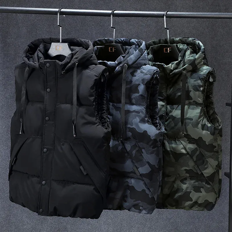 Plus Size Winter Parka Vest: 7XL-8XL Camouflage Sleeveless Jacket for ...